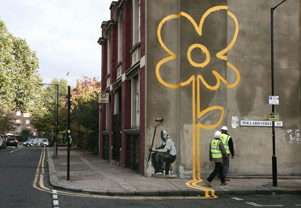 Yellow Line Flower Painter, 2007 - Banksy Explained